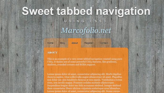 シンプルでベーシックなタブメニューですが、タブが透明になっていたりと細かな部分にまでこだわりたい時に。