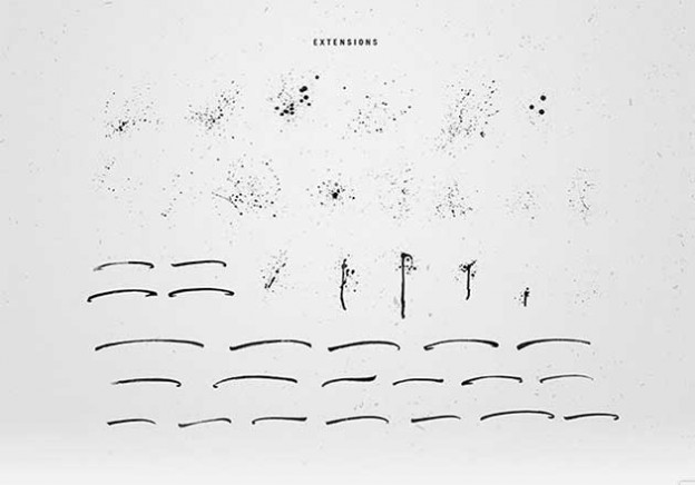 マーカーで描いたようなラフテイストにデザイン性を感じる、セットで使用できるパーツもセットになったフォントです。