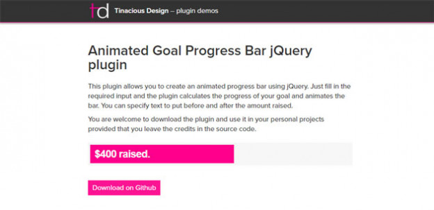 Animated Goal Progress Bar jQuery plugin